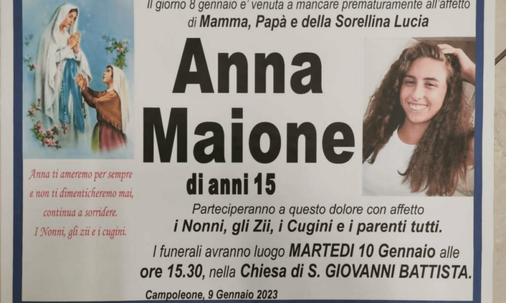 Lanuvio piange la prematura scomparsa di Anna: 15enne muore per un malore
